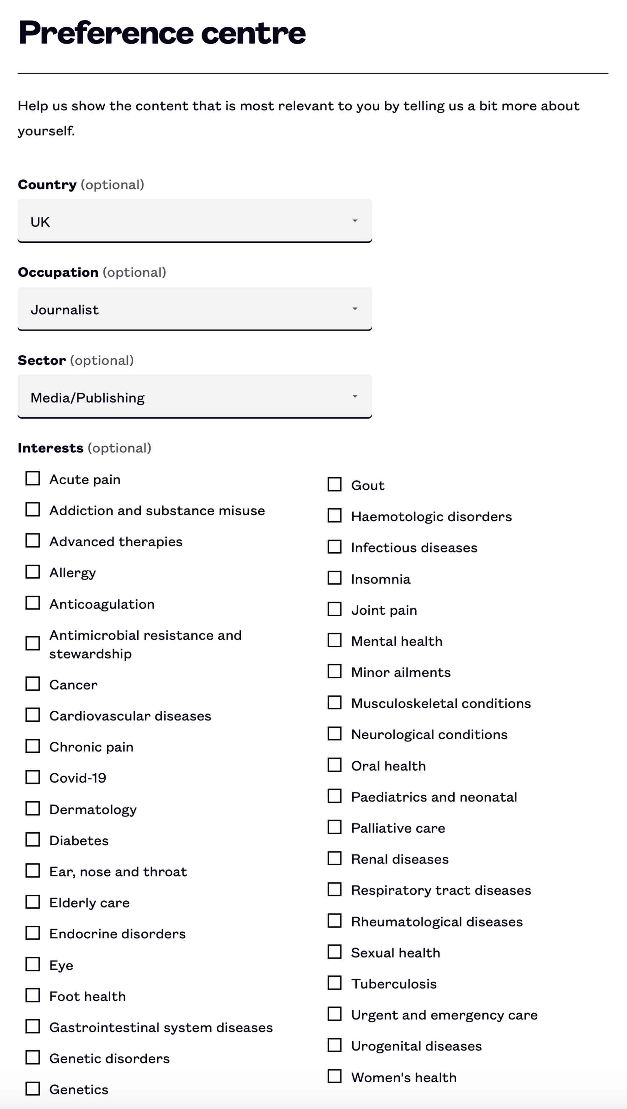 Preferences and newsletters - The Pharmaceutical Journal